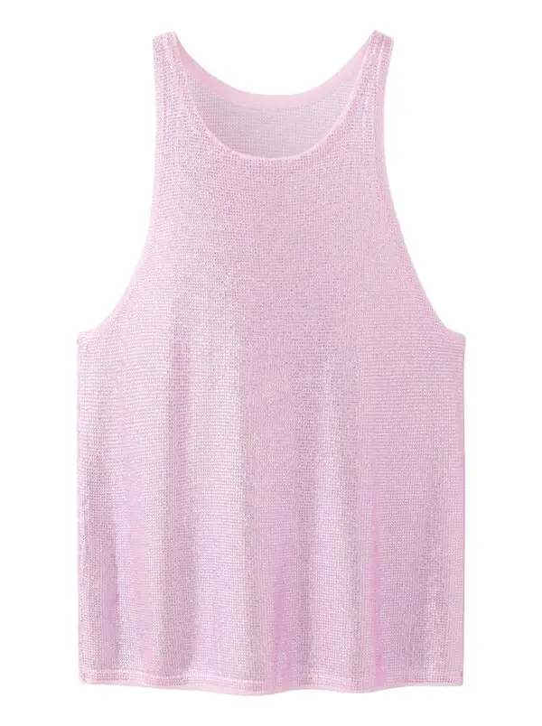 Mango X Kaia Gerber Crystal-embellished Tank - Pink