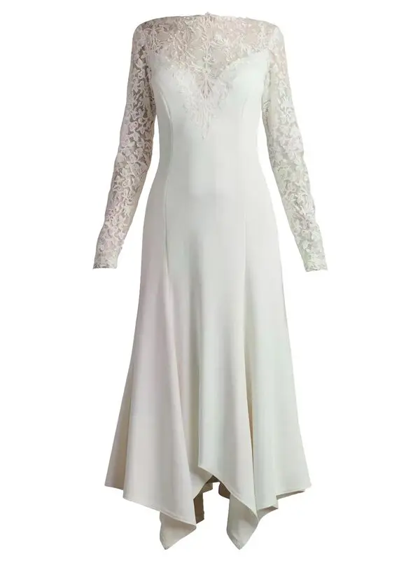 Tadashi Shoji Marzia Illusion Lace Long-sleeve Dress - White