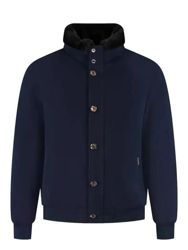 MOORER Buttoned Fur-collar Jacket - Blue