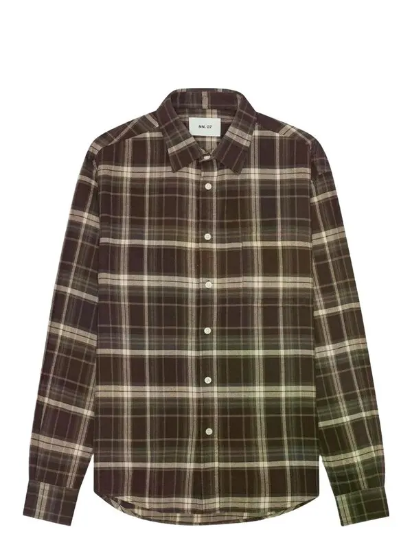 Nn07 Button-up Shirt Made In Soft Cotton And Woven In A Flannel Twill Weave - Brown