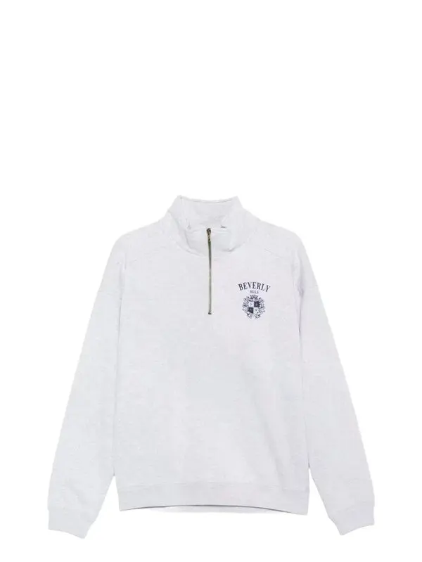 SPORTY & RICH Quarter-zip Printed Sweatshirt - Grey