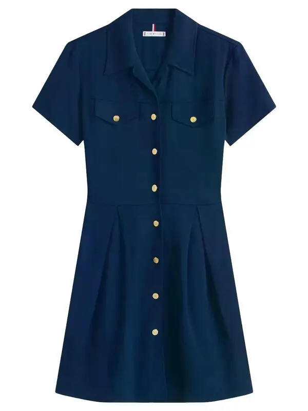 Tommy Hilfiger Buttoned-pocketed Mini Dress - Blue