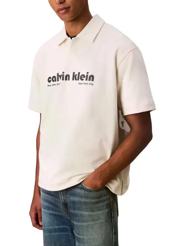 Calvin Klein Cotton Polo-collar T-shirt - Neutrals