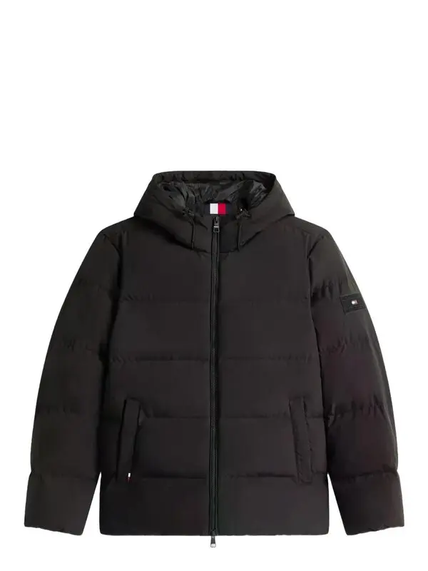 Tommy Hilfiger Hooded Logo-patch Padded Jacket - Black