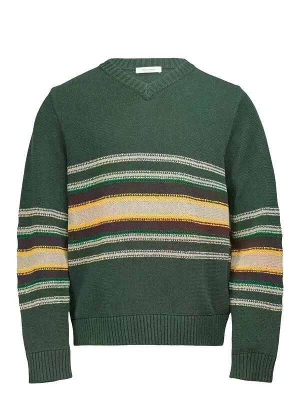 CRAIG GREEN Striped V-neck Sweater - Green