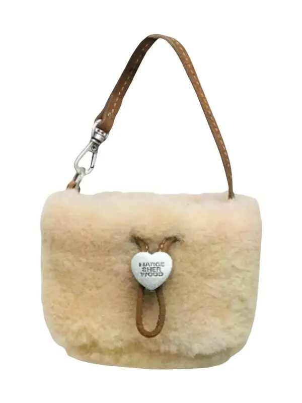 MARGESHERWOOD Shearling Drawstring Pouch - Neutrals