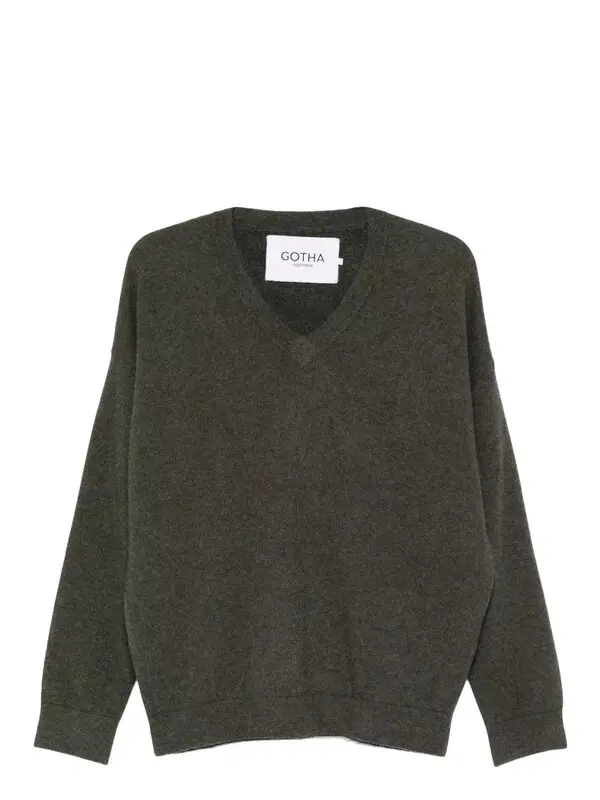 GOTHA V-neck Long Sleeve Sweater - Green