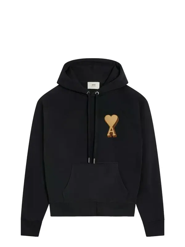 Ami Logo-appliqué Hoodie - Black