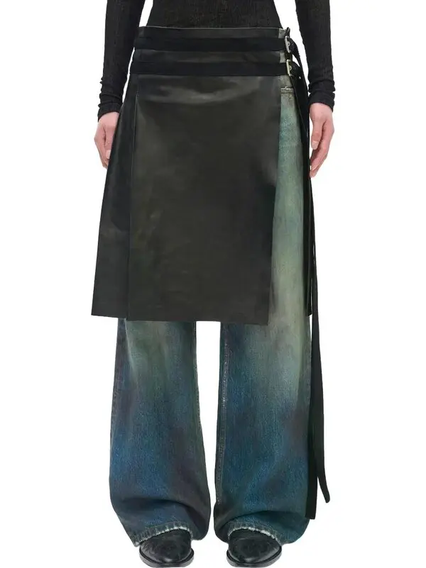 ANN DEMEULEMEESTER Mane Leather Kilt - Black