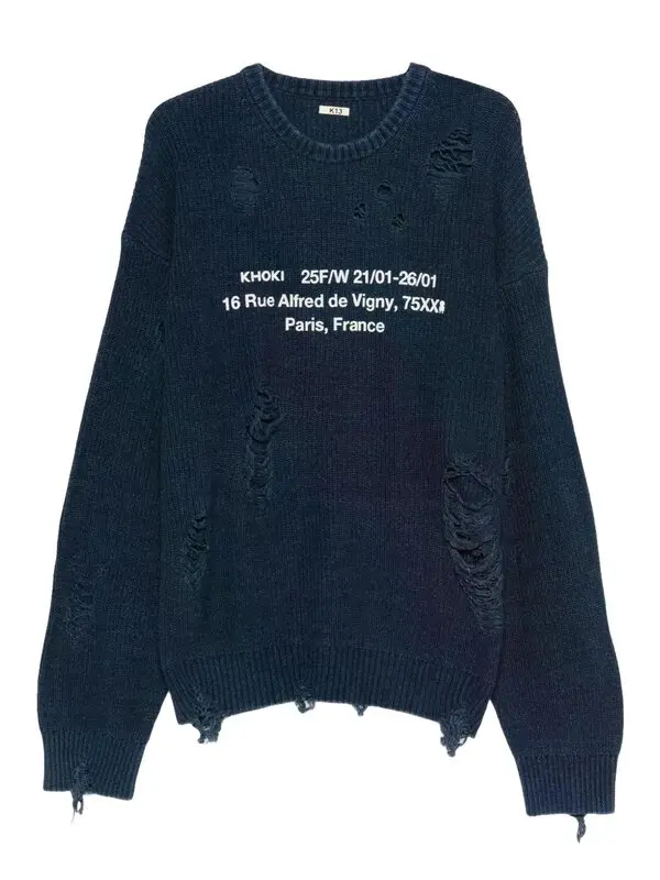 KHOKI Distressed Sweater - Blue