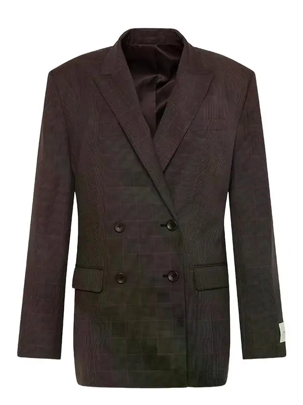 Calvin Klein Houndstooth Double-breasted Jacket - Grey