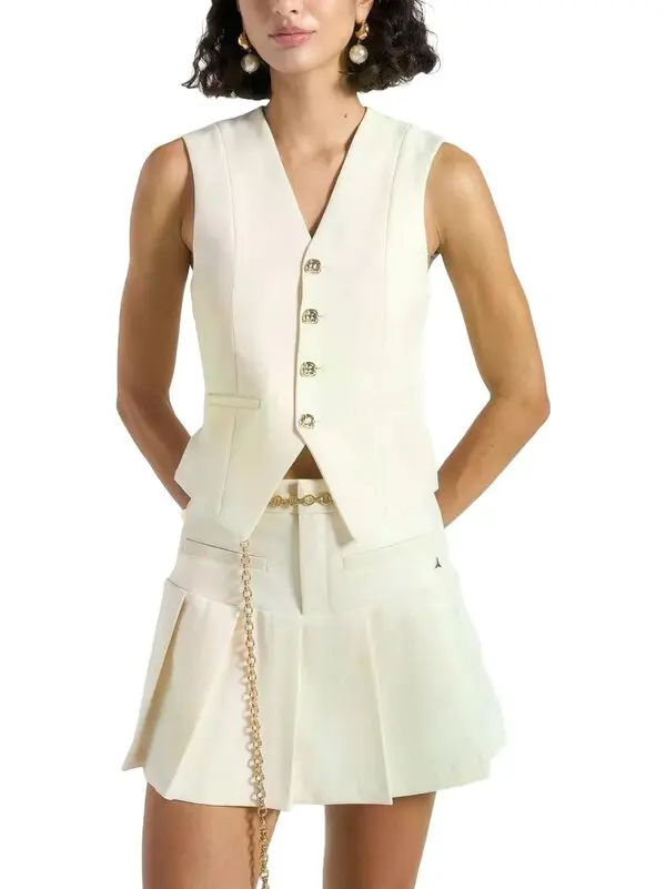 Manière De Voir Christine Tailored Belted Waistcoat - Neutrals