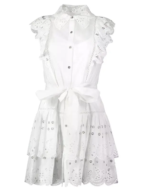 CHRISTY LYNN Tyler Ruffled Eyelet Mini Dress - White