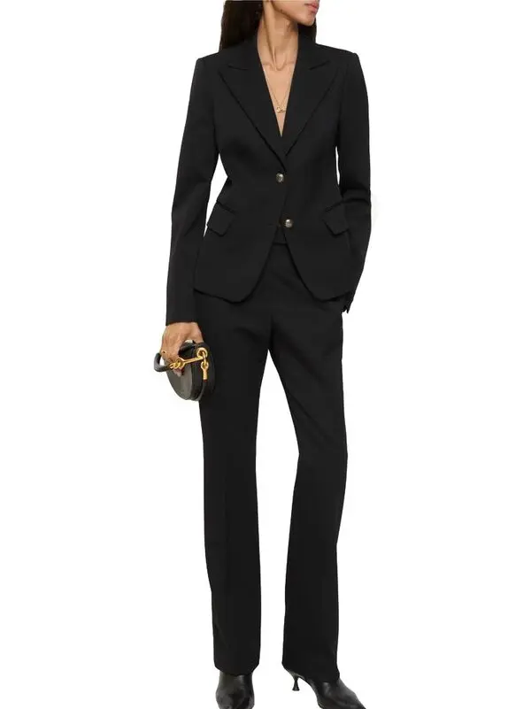 Burberry Grain De Poudre Wool Tailored Trousers - Black