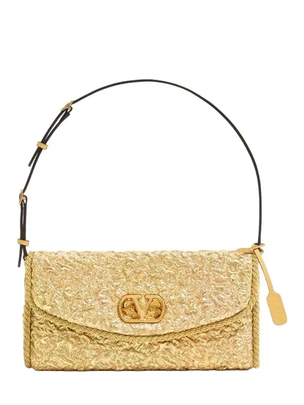 Valentino Garavani Small Devain Jacquard Shoulder Bag - Gold