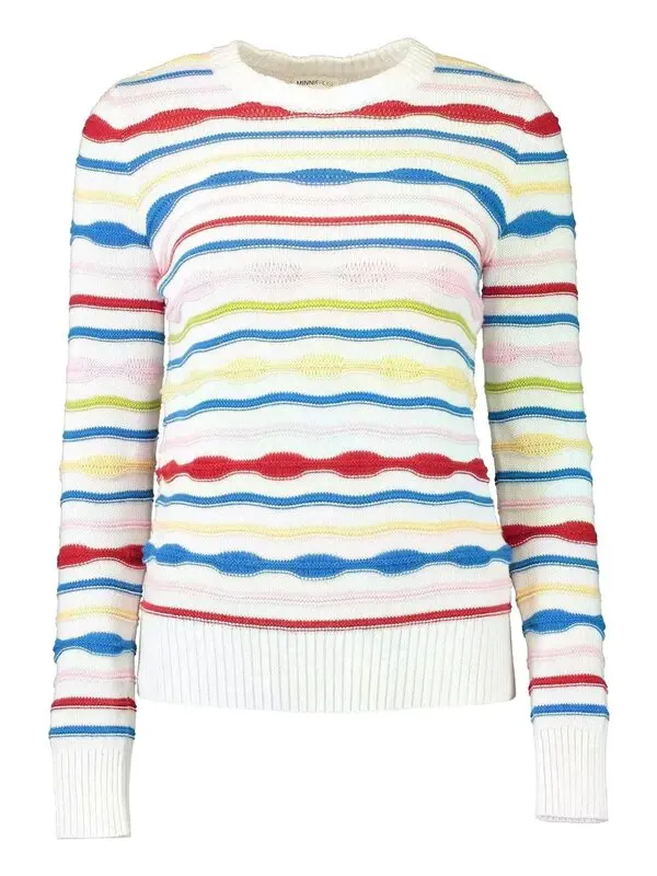Minnie Rose Striped Crew-neck Sweater - White