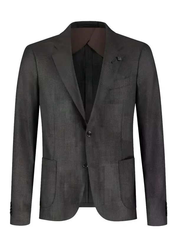 LARDINI Check-pattern Blazer - Grey