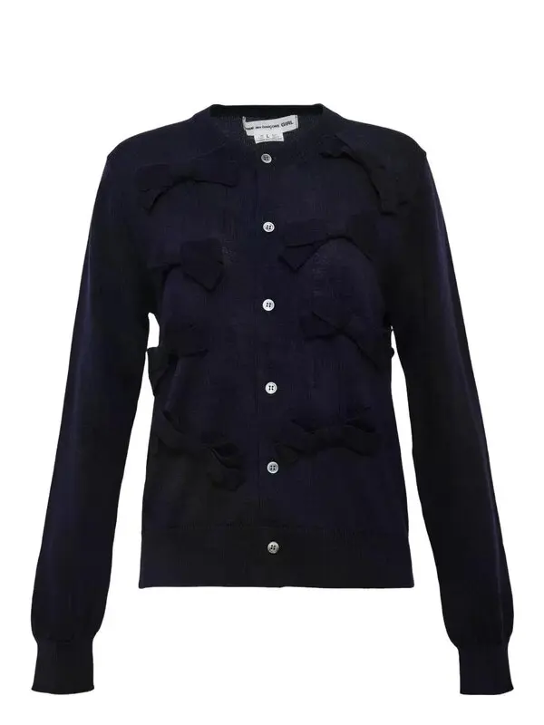Comme Des Garçons Bows-detailed Cardigan - Blue