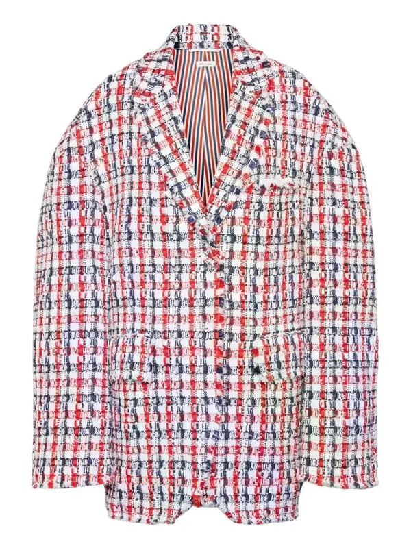 Thom Browne Gingham-check Tweed Jacket - Red