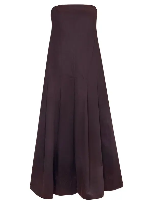 KALLMEYER Wool Blend Pleated Dress - Brown