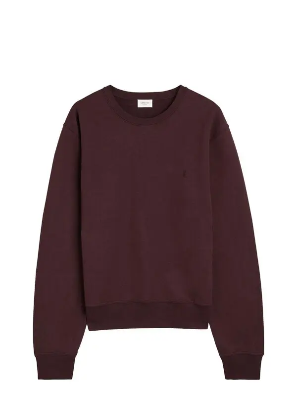 Saint Laurent Logo-embroidered Cotton Sweatshirt - Brown
