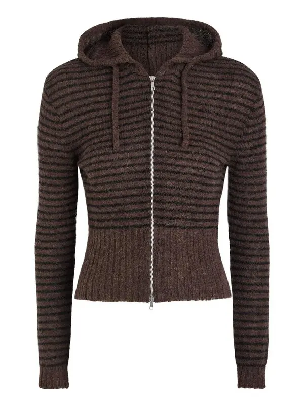 Our Legacy Compact Striped Brushed Alpaca-blend Jumper - Brown