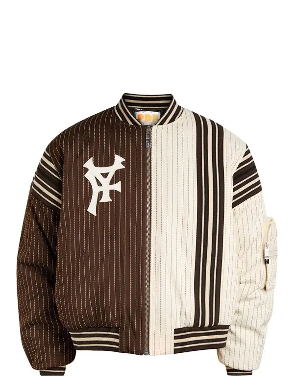 PDF CHANNEL Striped Woven Bomber Jacket - Off White