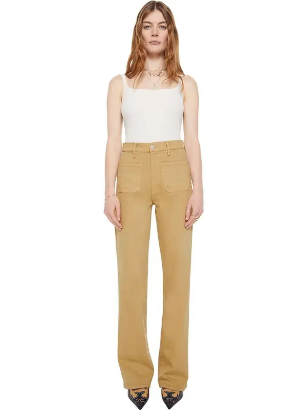 MOTHER High Waisted Patch Pocket Bookie Sneak Jeans - Khaki