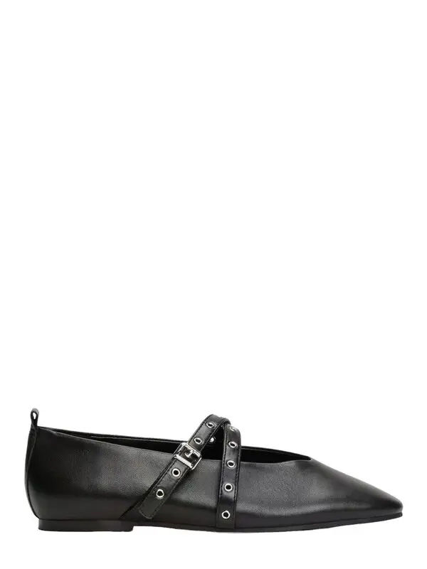 Tommy Hilfiger Buckle Strap Mary Jane Ballet Flats - Black