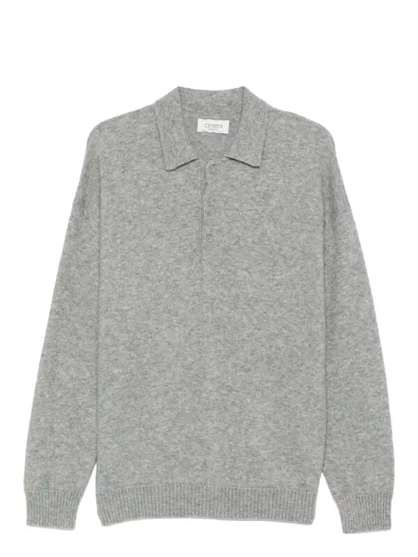 LANEUS Brushed-finish Polo Sweater - Grey