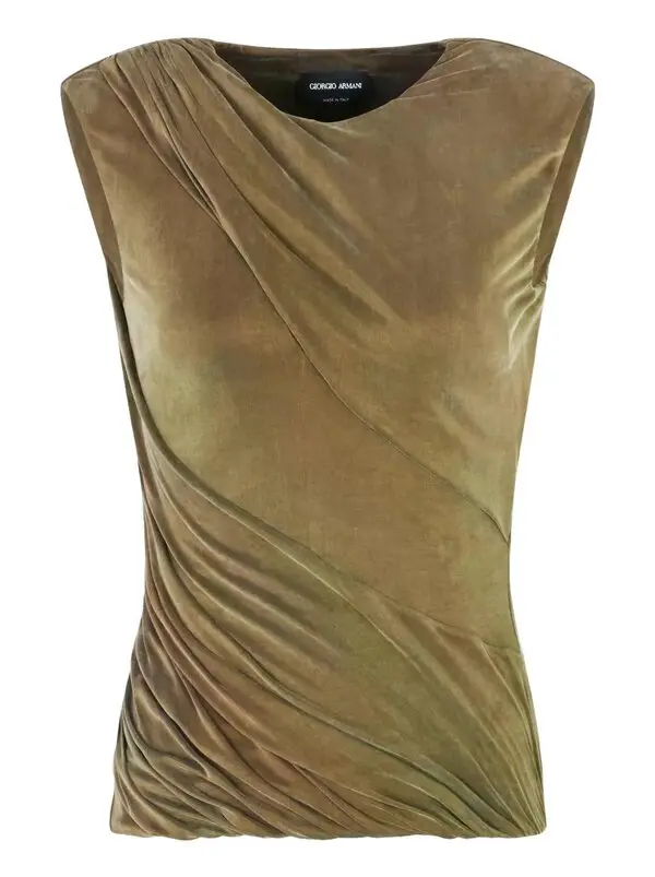 Giorgio Armani Draped Sleeveless Top - Brown