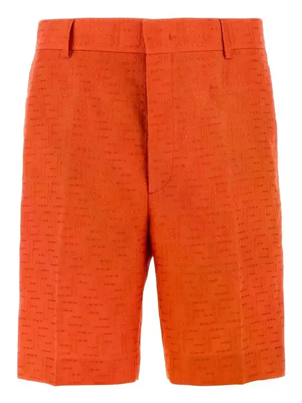 Fendi Slant Pockets Textured Bermuda Shorts - Orange