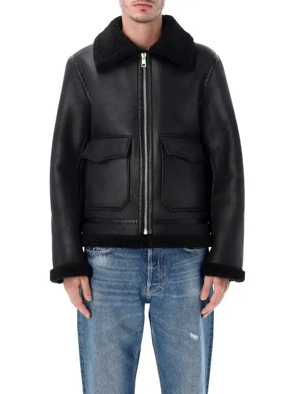 A.p.c. Tommy Faux Sheepskin Jacket - Black