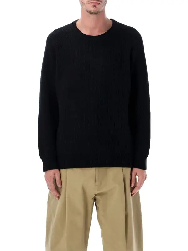 CORRIDOR Wool And Cashmere Blend Ribbed Crewneck Sweater - Black