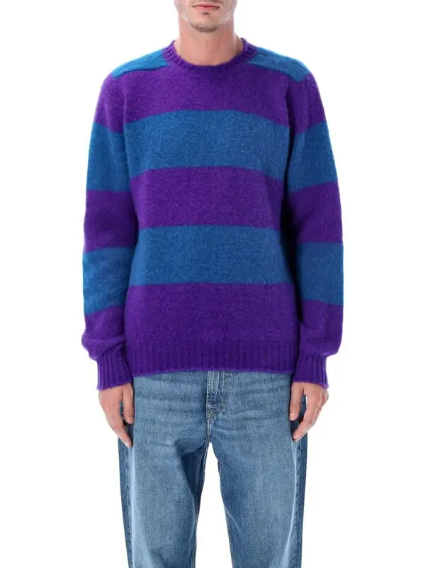 Howlin' Shaggy Bear Chunky Striped Wool Sweater - Purple Haze