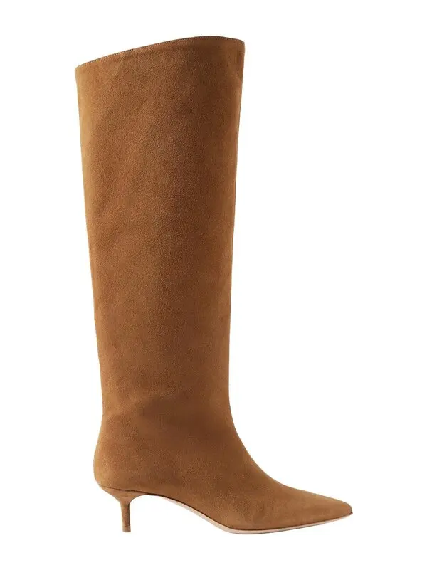 Staud Sebastian Suede Knee Boots - Tan