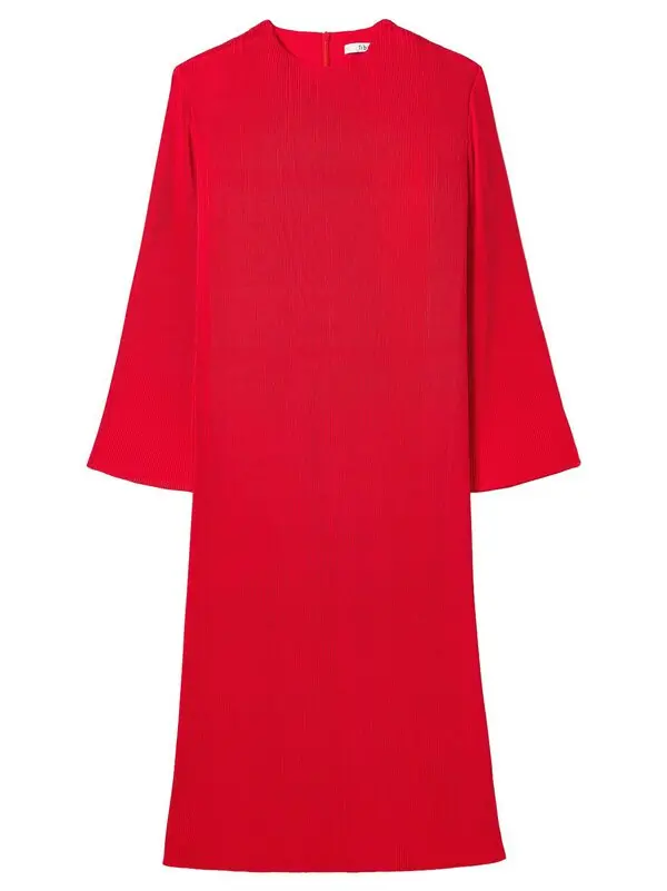 Tibi Plissé-crepe Midi Dress - Red