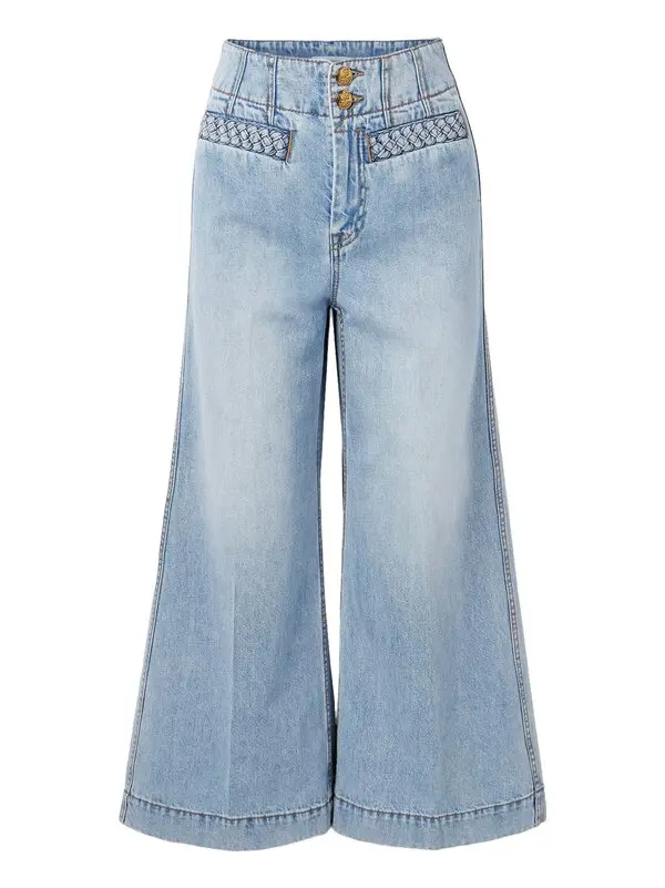 Zimmermann Wanderlust Cropped Wide-leg Jeans - Blue