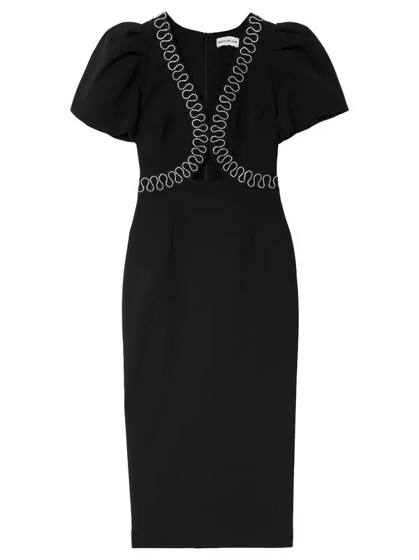 Rebecca Vallance Nyx Crystal-embellished Crepe Midi Dress - Black