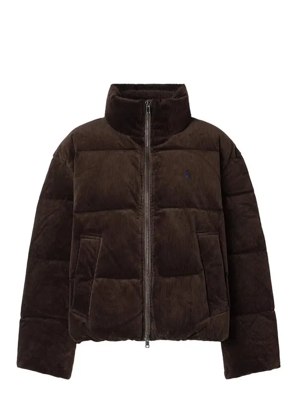 Polo Ralph Lauren Embroidered Quilted Corduroy Down Jacket - Brown