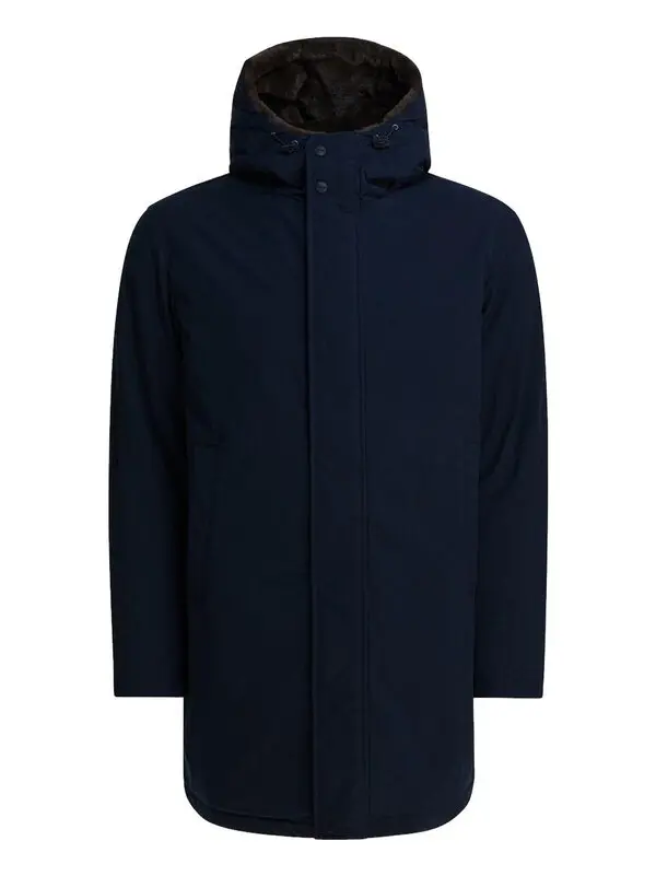 Herno Long Coat With Hood - Blue