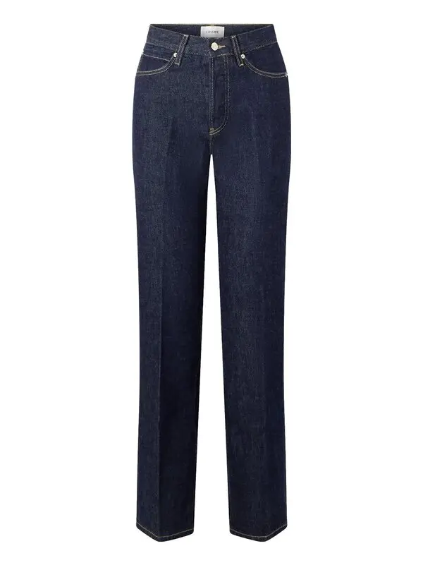 FRAME The Vertical High-rise Straight-leg Jeans - Blue
