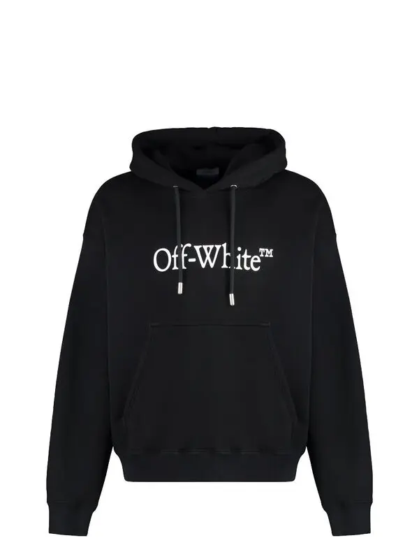 Off-White Logo Print Cotton Hoodie - Black