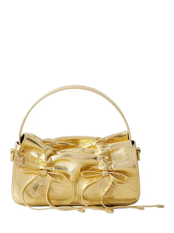 Acne Studios Micro Metallic Crinkled-leather Tote - Gold