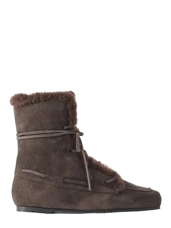 AeydĒ Paul Shearling Ankle Boots - Brown