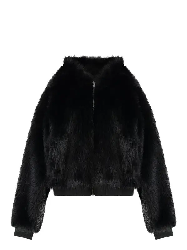 EZR Vegan Fur Hooded Jacket - Black