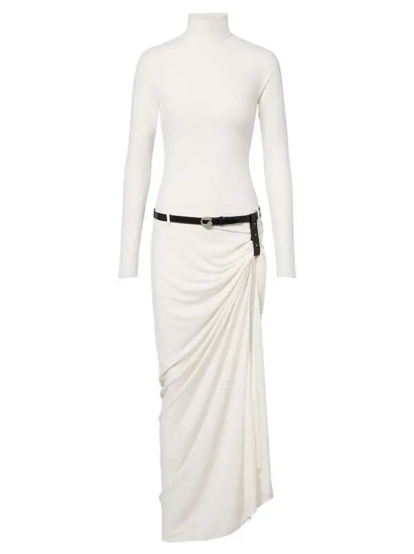 Coperni Belted Draped Gown - White