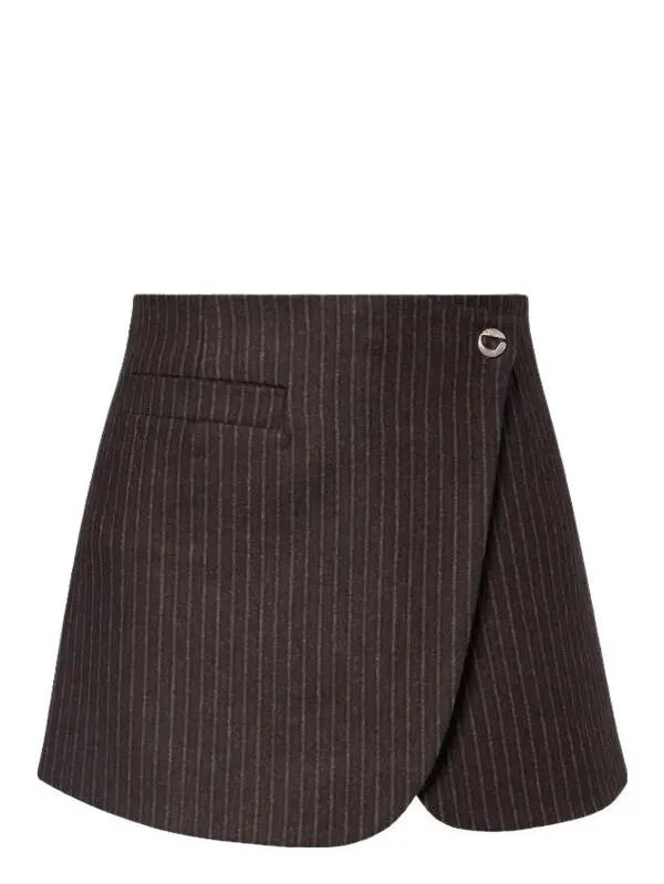 Coperni Pinstripe Wrap Skirt - Brown