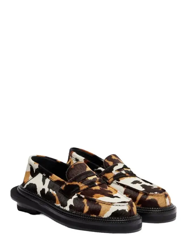 Sacai X J.m. Weston Calf Hair Penny Loafers - Multicoloured