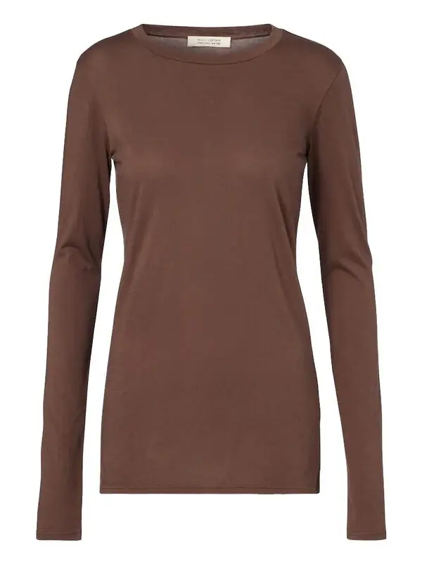 NILI LOTAN Susana Cotton Jersey T-shirt - Brown